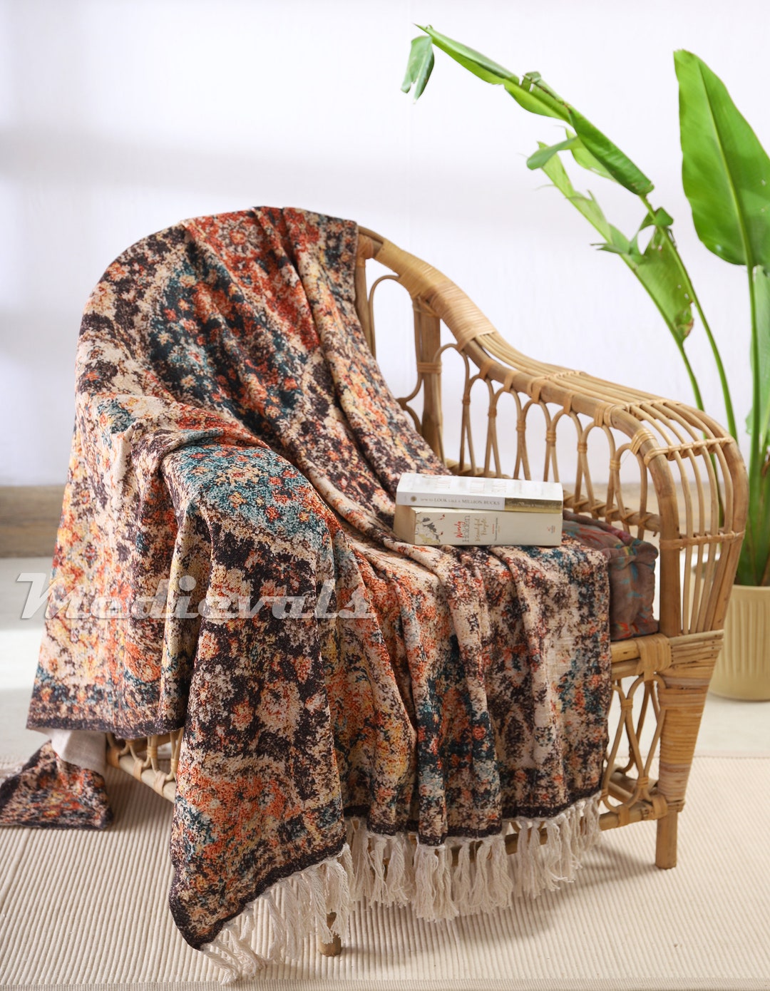 Ikat Blanket Throws Vintage Dark Colors Distressed Design Boho Chic ...