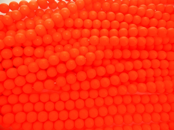 Pale Orange Neon Pearl Czech Round Glass Imitation Pearls in | Etsy