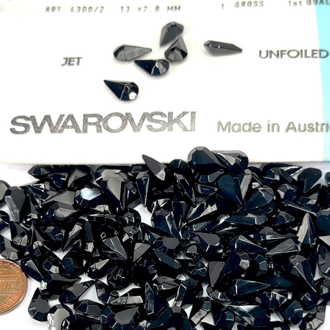 Swarovski Art.# 4300/2 TTC - Jet Black Unfoiled Table Cut Pearshape ...