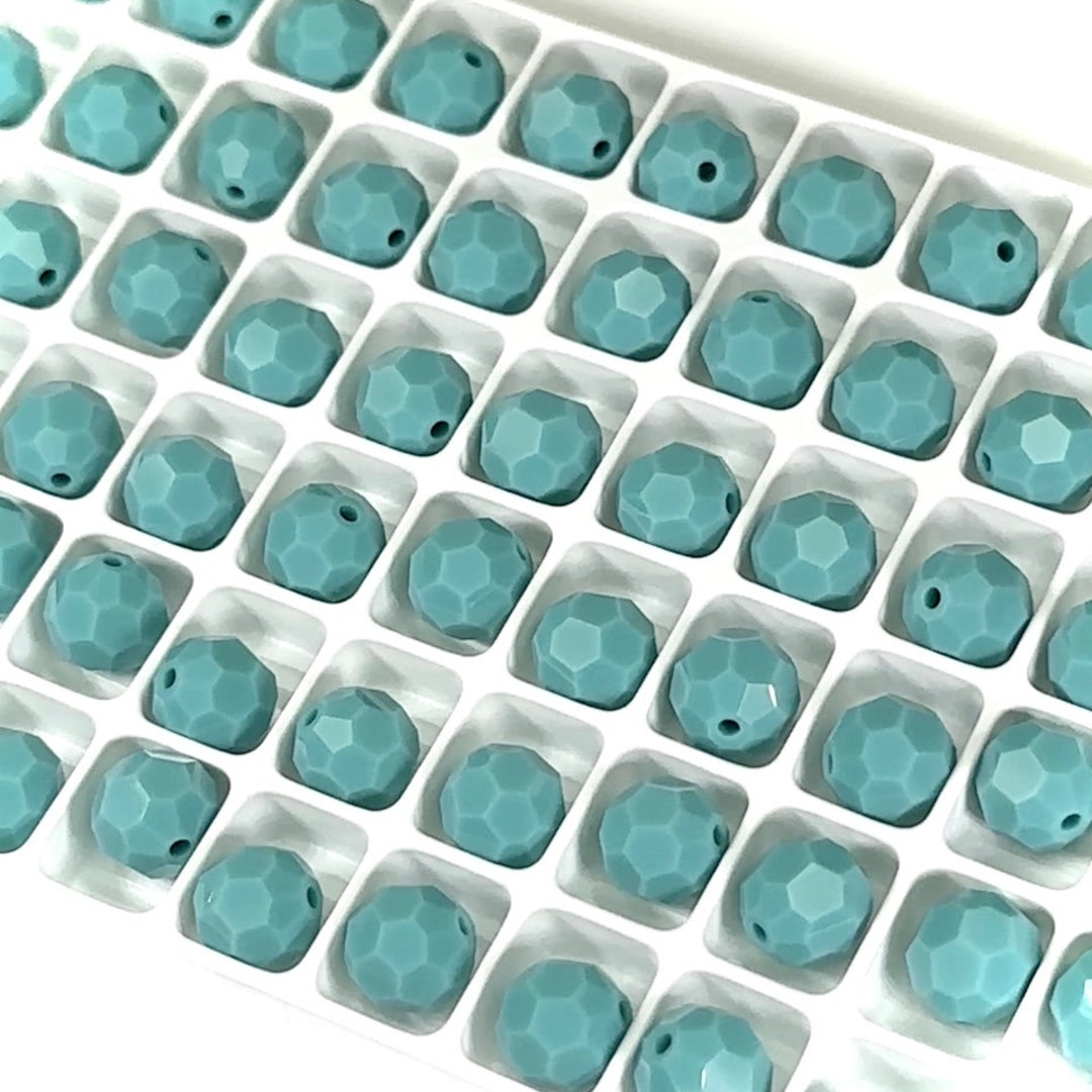 Turquoise Opaque Preciosa Czech Machine Cut Round Crystal Beads Size ...