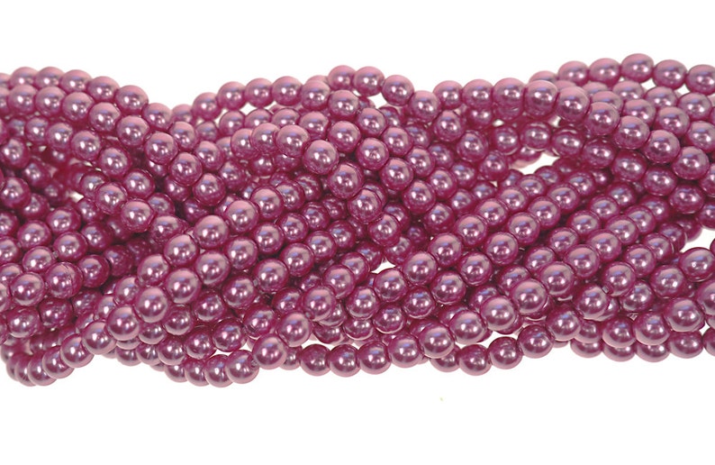 Fuchsia Pink Nacre Pearl Czech Round Glass Imitation Pearls in 2mm 3mm ...