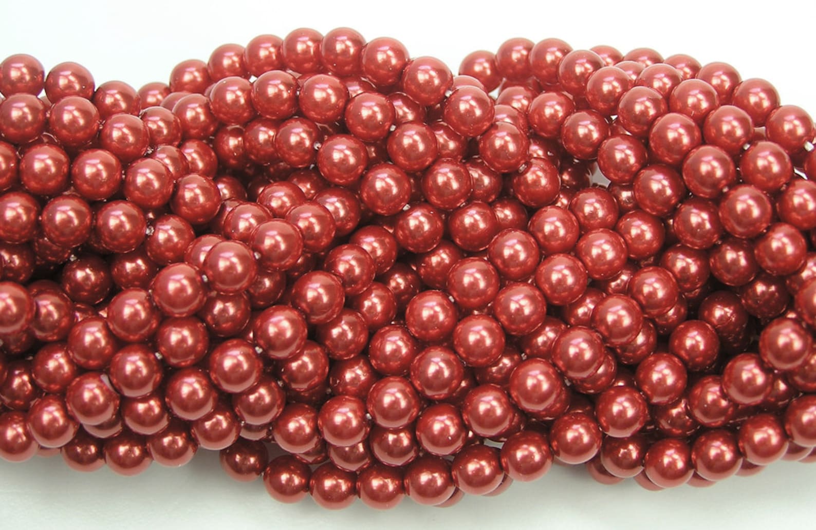 Carnelian Red Pearl Czech Round Glass Imitation Pearls in 4mm 8mm 10mm ...