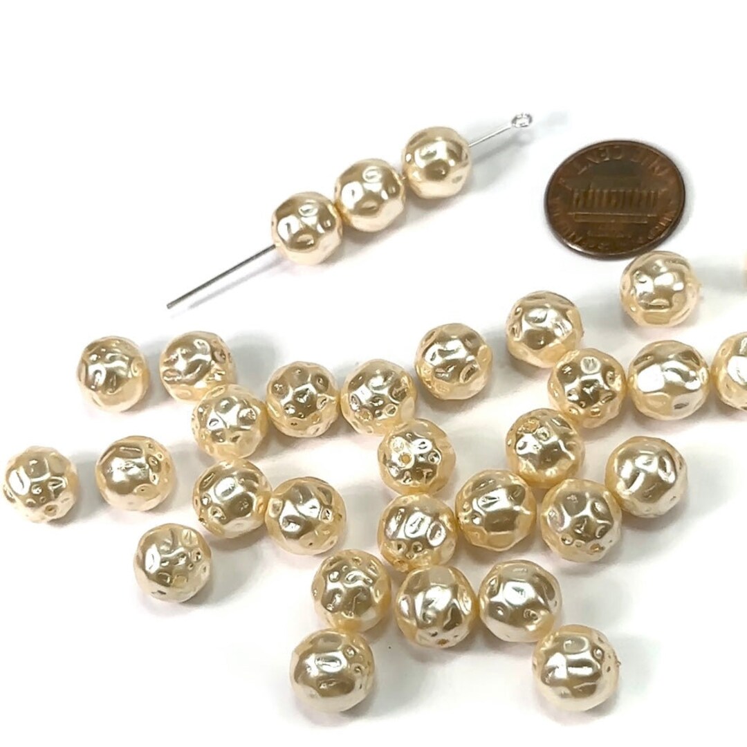 Czech Fancy Round Glass Pearls 10mm Cream Pearl Color 30 Pieces CL693 ...
