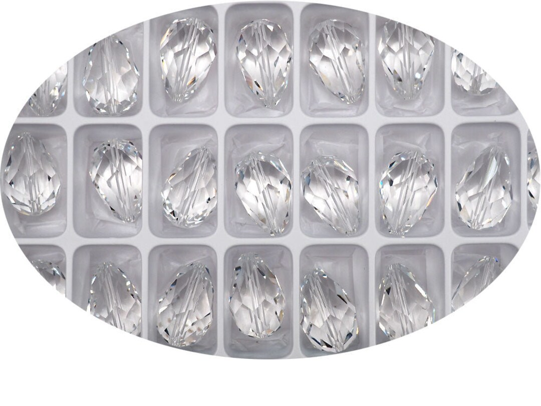 Clear Crystal Preciosa Czech Machine Cut Pear Crystal Beads Tear Drop ...