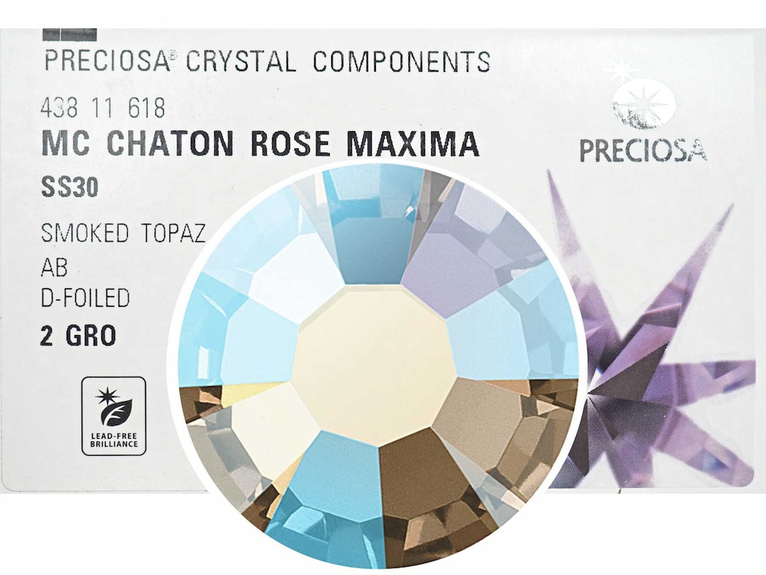 288 Preciosa Genuine Czech MAXIMA Crystals, Smoked Topaz AB Flatbacks ...