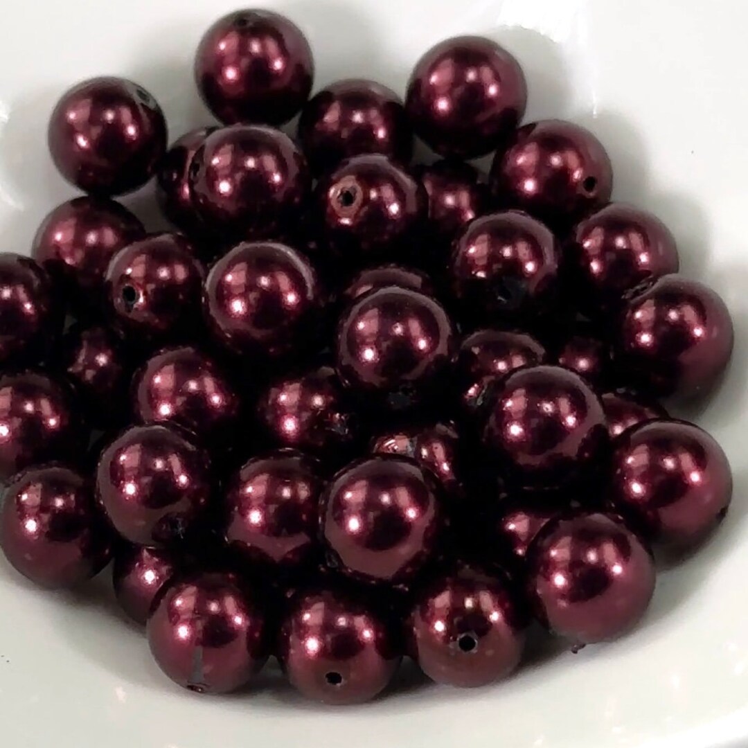 Czech Round Glass Imitation Pearls Dark Red Pearl Color 6mm 8mm 12mm - Etsy