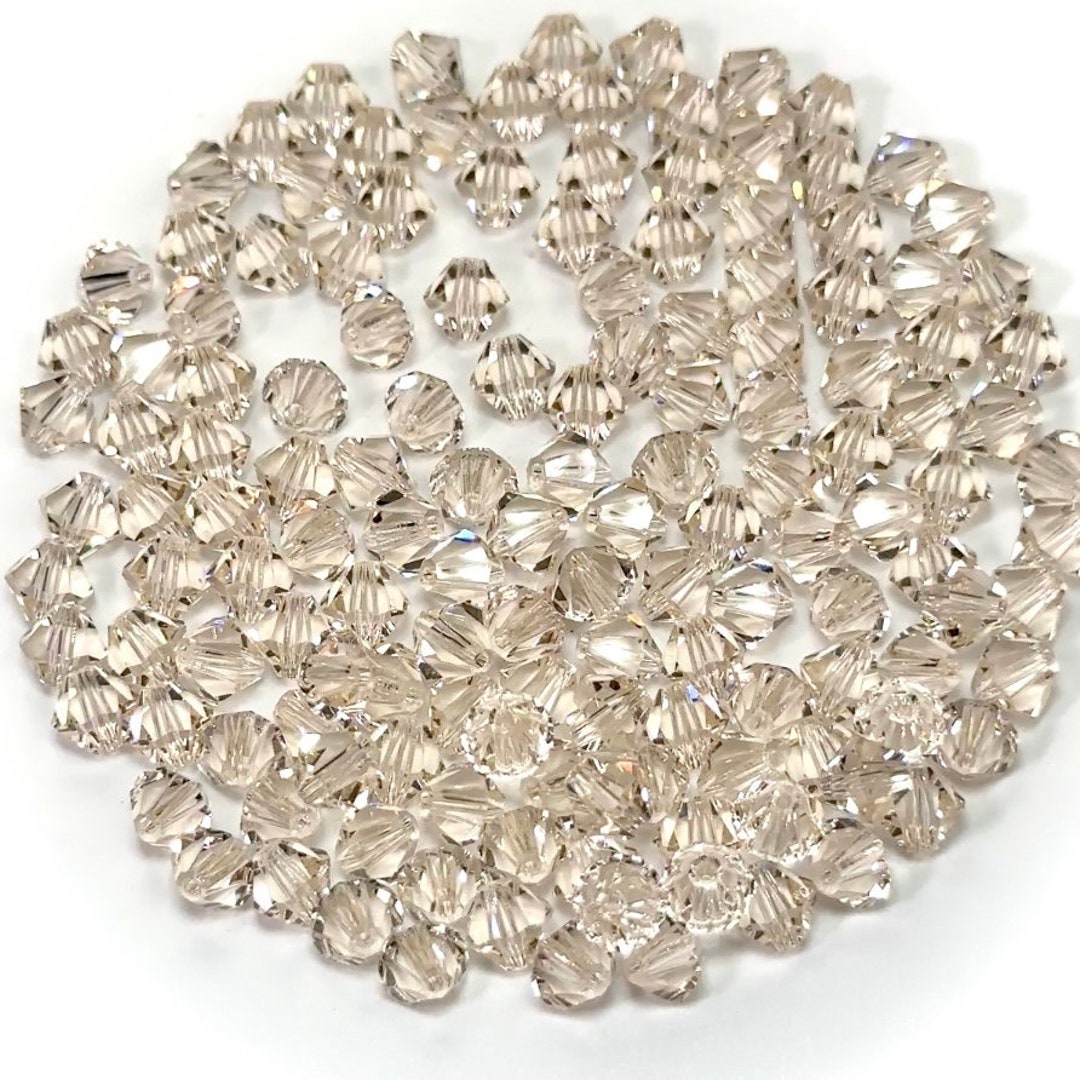 Light Gold Quartz Traditional Czech Glass MC Bicone Beads Rondell ...
