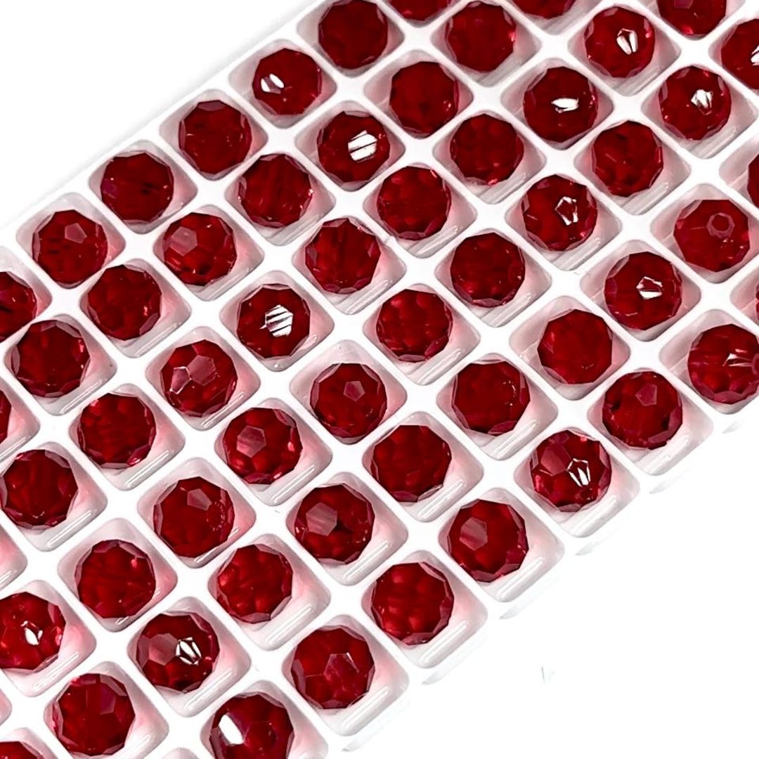 Siam Czech Machine Cut Round Crystal Beads 6mm 8mm Red Rosary Size ...