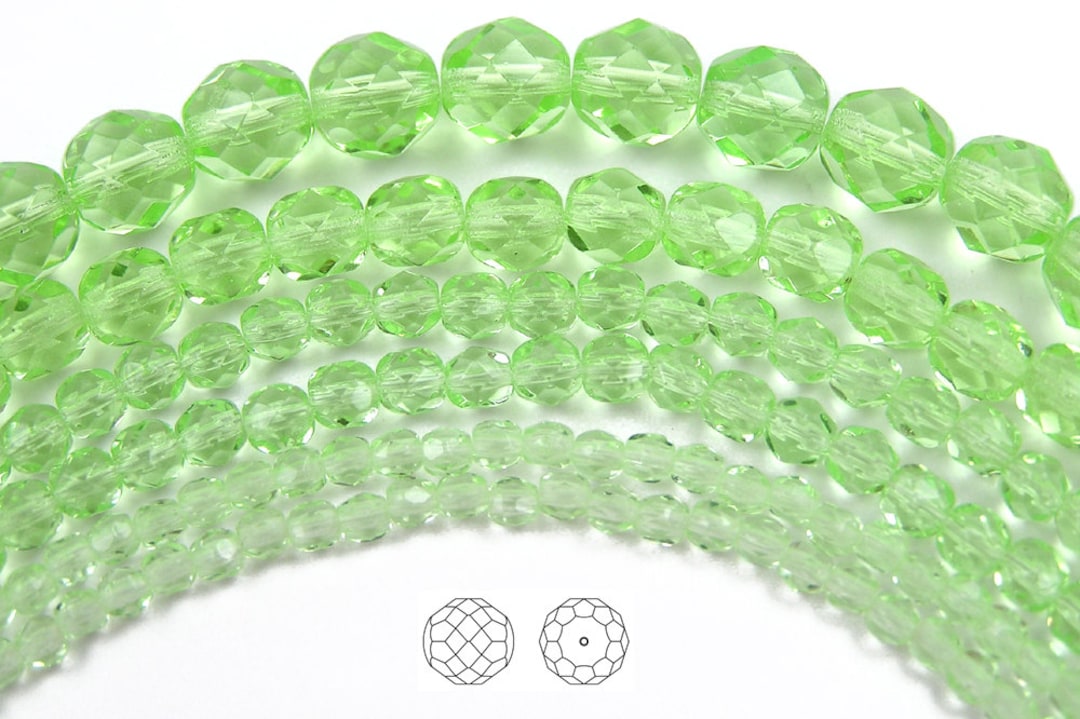 Chrysolite Czech Fire Polished Round Faceted Glass Beads 16 Inch ...