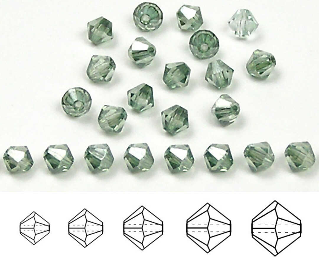Crystal Green Luster Coated Traditional Czech Glass MC Bicone Beads ...
