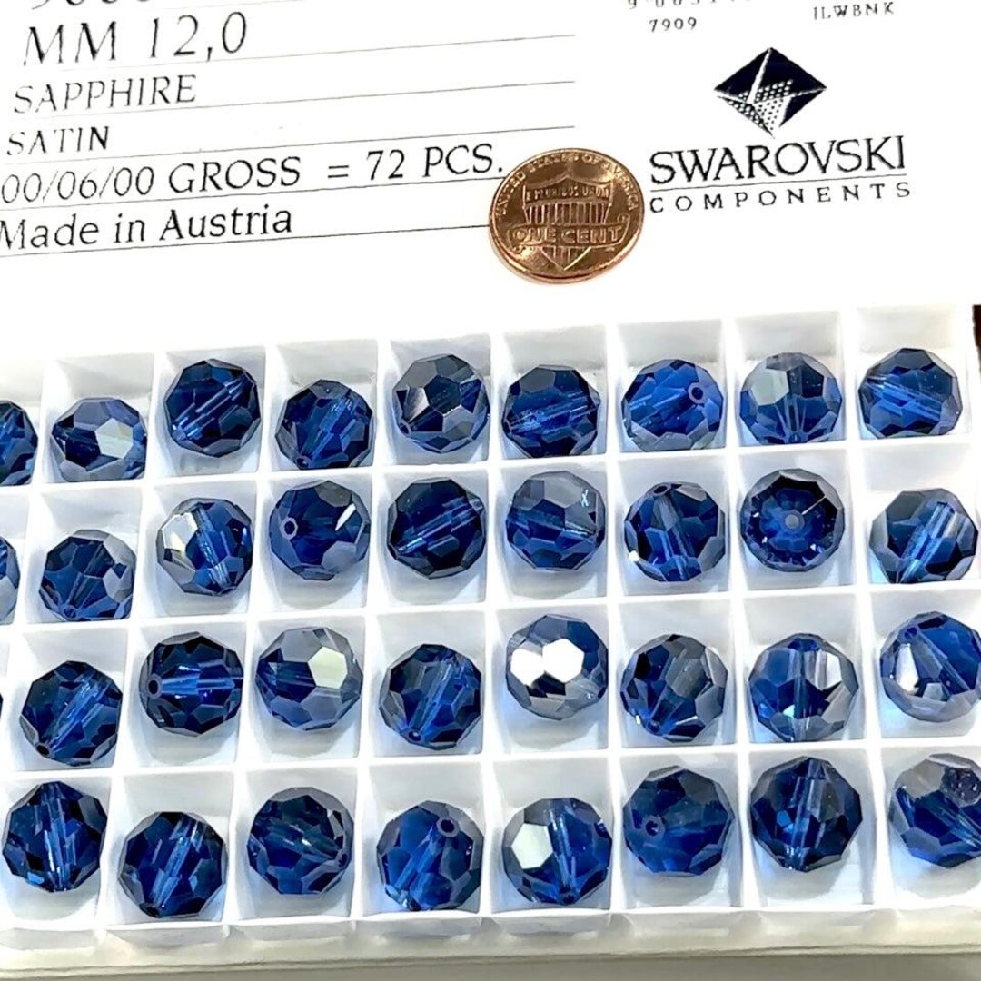 Swarovski Art. 5000 12mm Sapphire Satin Round Crystal Beads 6pcs SW146 ...