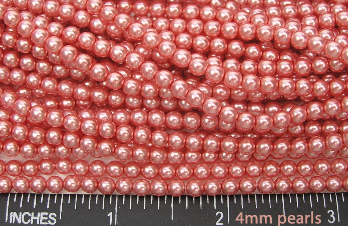 Rose Pink Pearl Czech Round Glass Imitation Pearls in 2mm 3mm 4mm 6mm ...