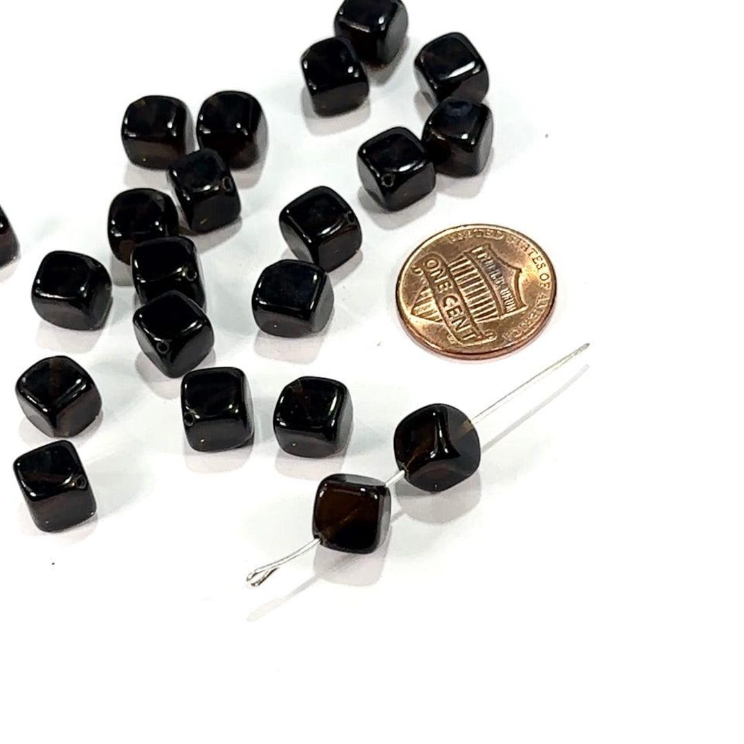 Czech Pressed Druk Cube Diagonally Drilled Glass Beads 8x8mm Dark ...
