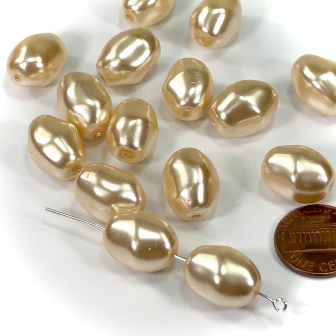 Czech Fancy Large Baroque Glass Pearls 16x12mm Cream Color 15 Pieces ...