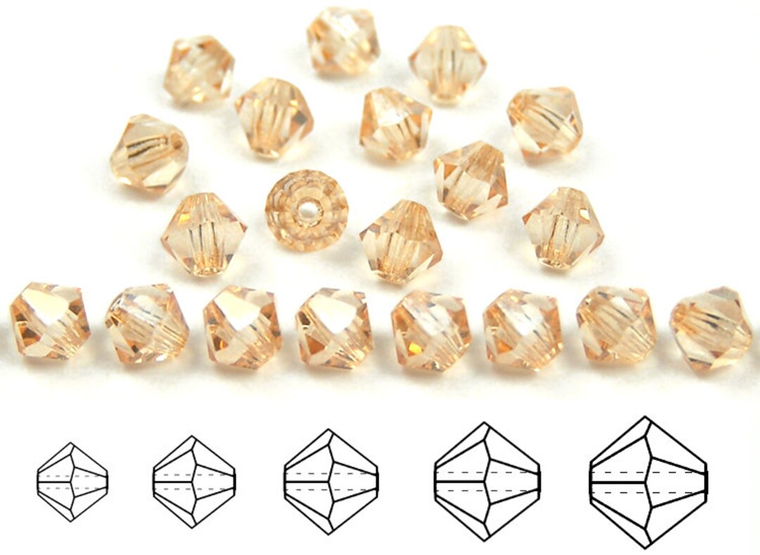 Crystal Champagne Luster Coated Traditional Czech Glass MC Bicone Beads ...