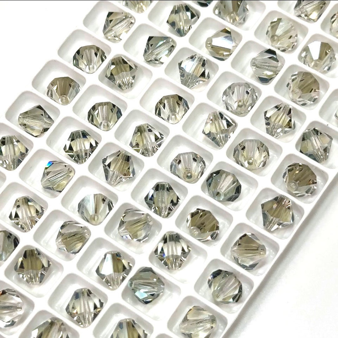 Crystal Viridian Coated Traditional Czech Glass MC Bicone Beads Rondell ...