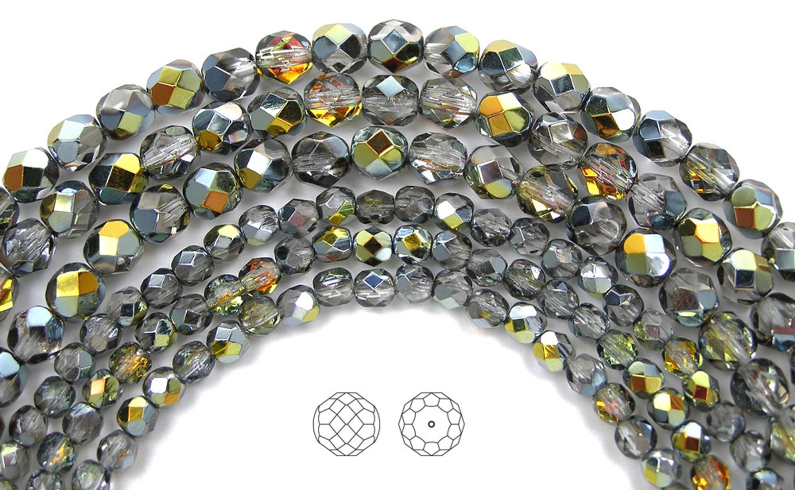 6mm 68pcs Crystal Marea Coated Czech Fire Polished Round - Etsy
