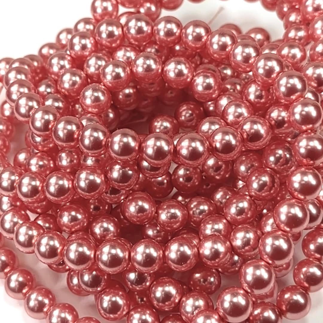 Rose Pink Pearl Czech Round Glass Imitation Pearls in 2mm 3mm 4mm 6mm ...