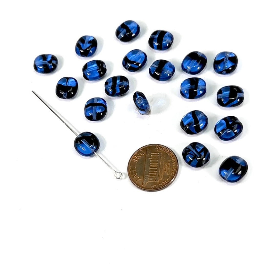 Czech Pressed Druk Beveled Rectangle Glass Beads 10x9mm Sapphire Blue ...