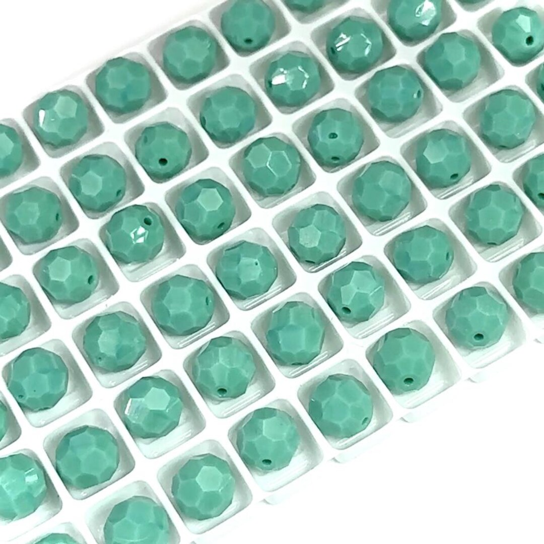 Opaque Green Turquoise Czech Machine Cut Round Crystal Beads 6mm or 8mm ...