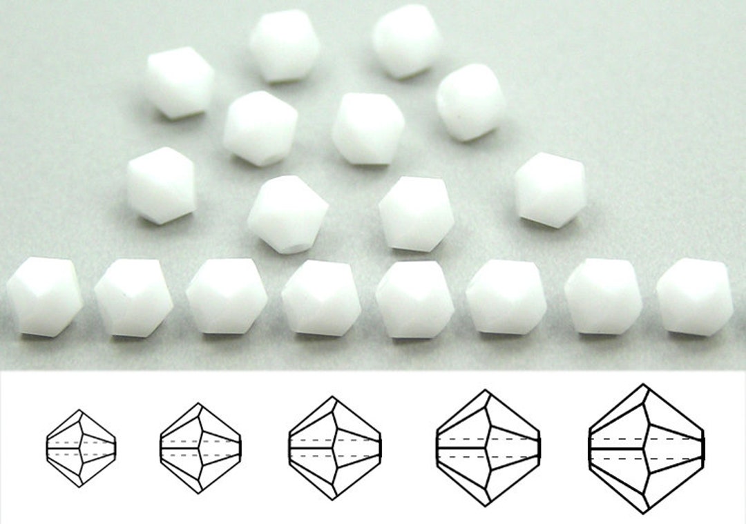 Chalkwhite (opaque Color) Traditional Czech Glass MC Bicone Bead ...