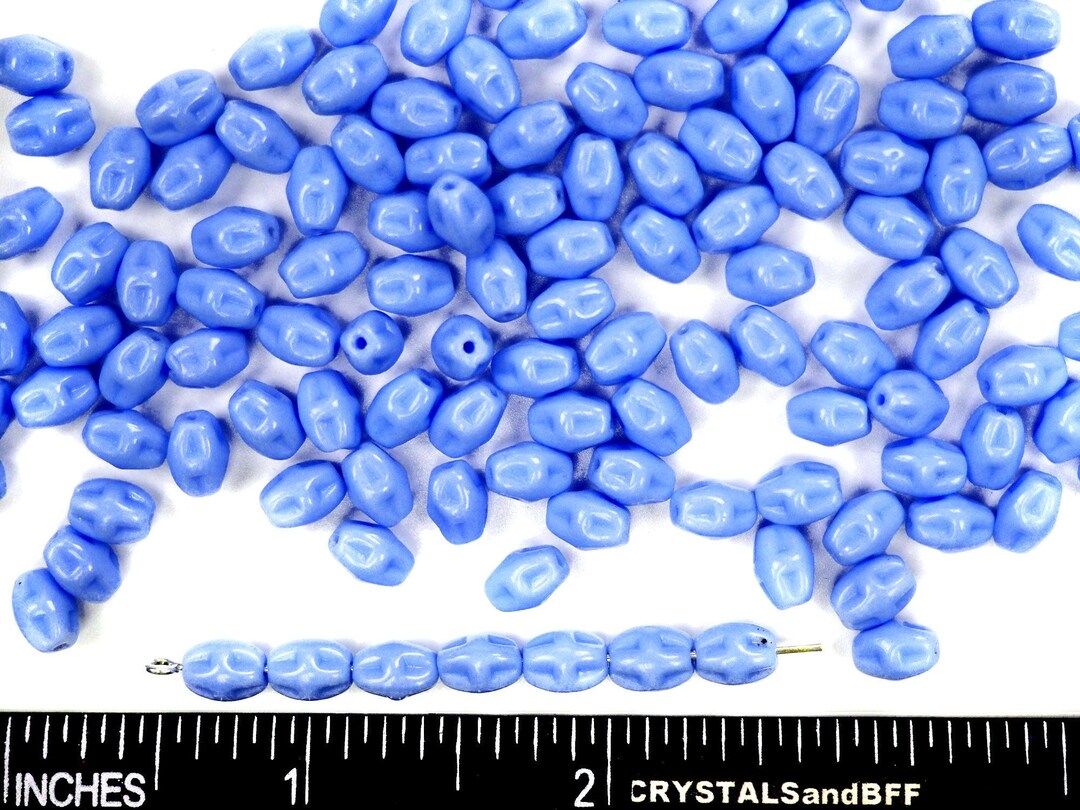 Czech Glass Druk Cross Beads in Size 7x5mm, Blue Opaque Color, 50pcs ...