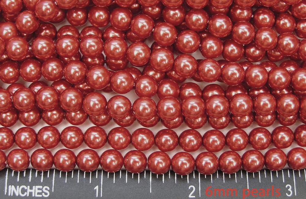 Carnelian Red Pearl Czech Round Glass Imitation Pearls in 4mm 8mm 10mm ...