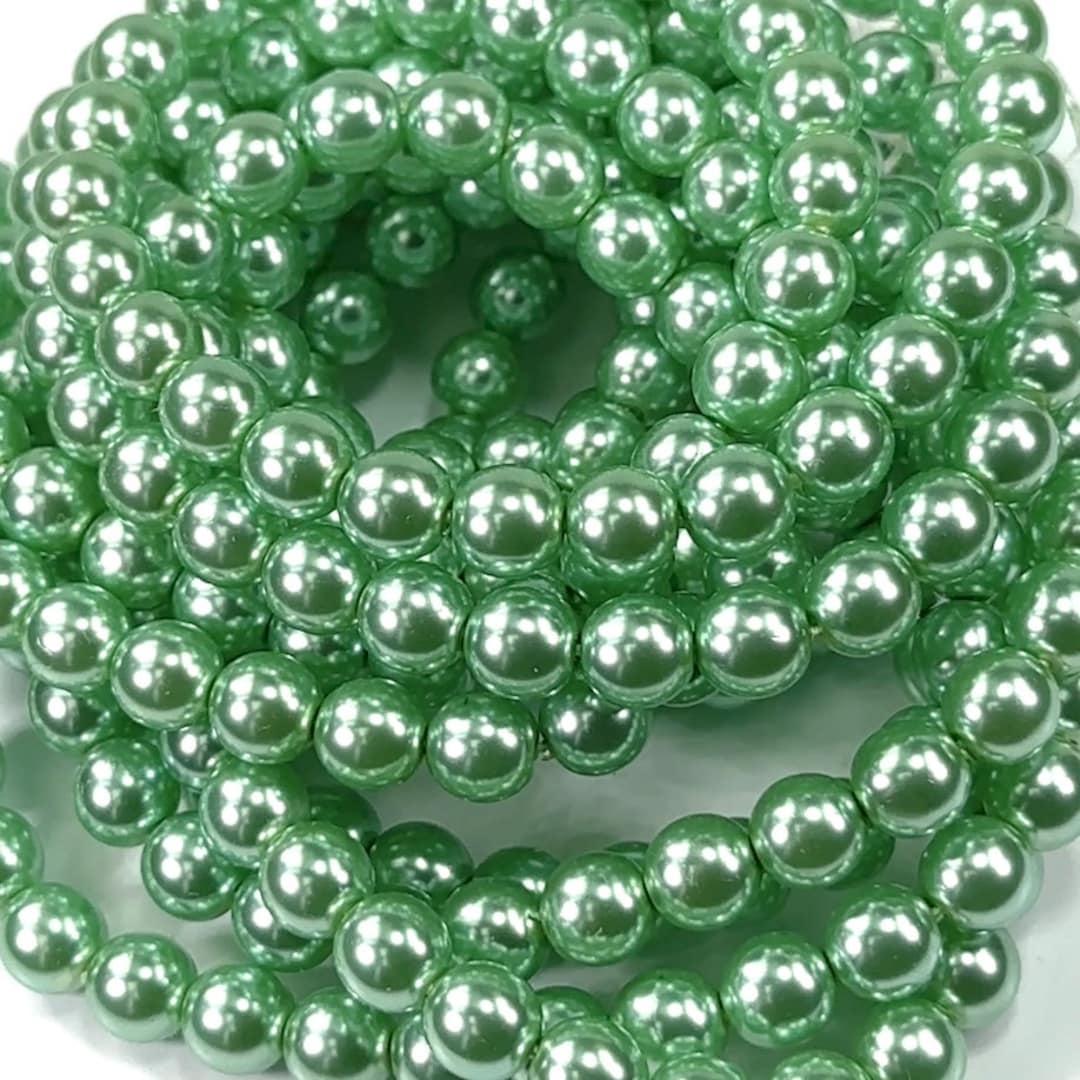Jade Green Pearl Czech Round Glass Imitation Pearls in 8mm 10mm 12mm ...