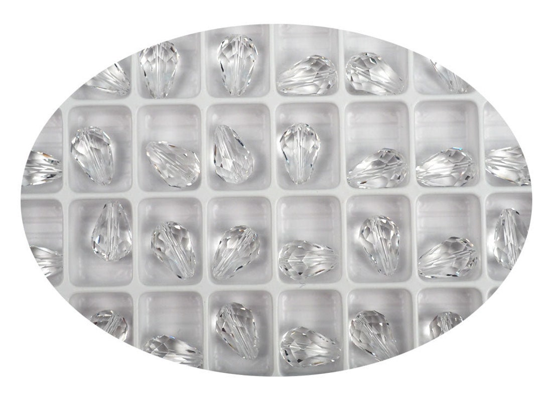 Clear Crystal Preciosa Czech Machine Cut Pear Crystal Beads Tear Drop ...