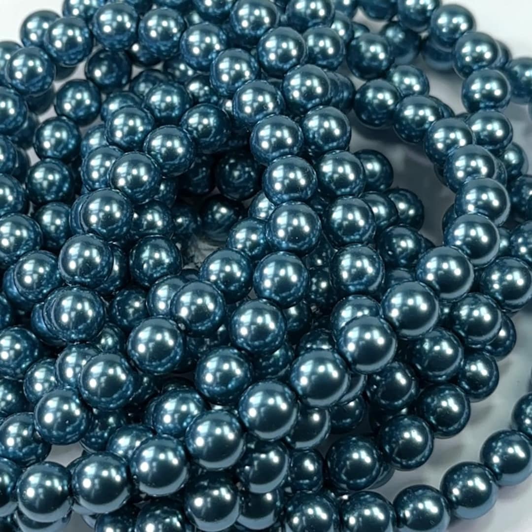 Petrol Light Blue Pearl Czech Round Glass Imitation Pearls in 2mm 8mm ...