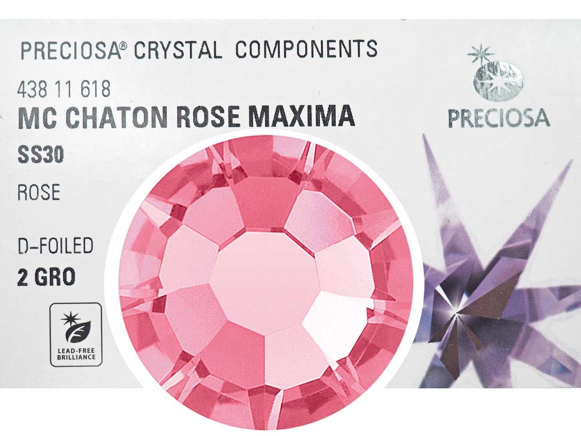 Rose Color Preciosa VIVA or MAXIMA Chaton Roses Genuine Czech Crystals ...
