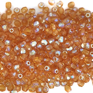 Topaz AB Coated Czech Fire Polished Round Faceted Glass Beads 16 Inch ...