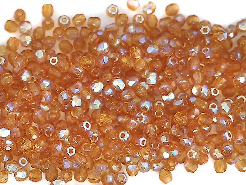 Topaz AB Coated Czech Fire Polished Round Faceted Glass - Etsy