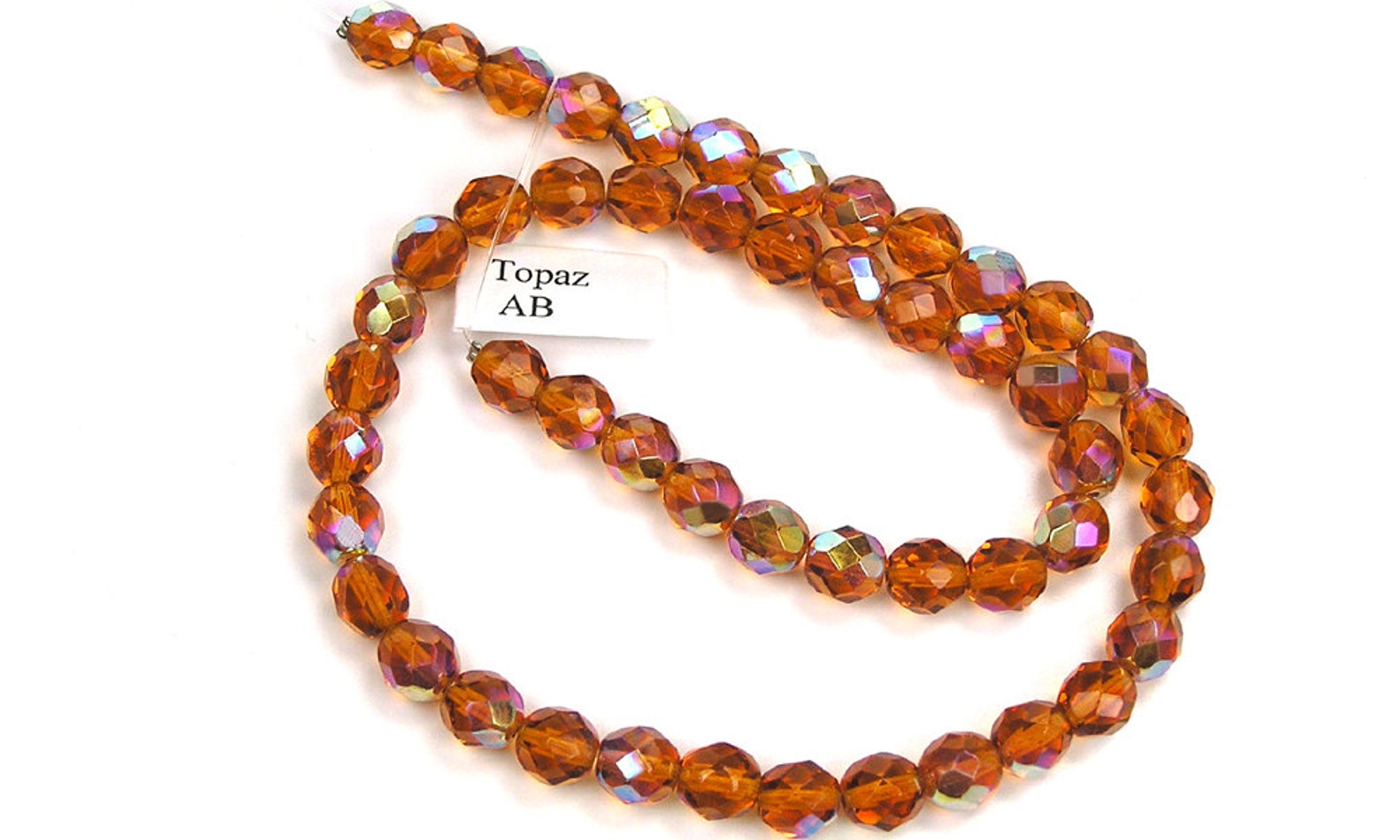 Topaz AB Coated Czech Fire Polished Round Faceted Glass - Etsy