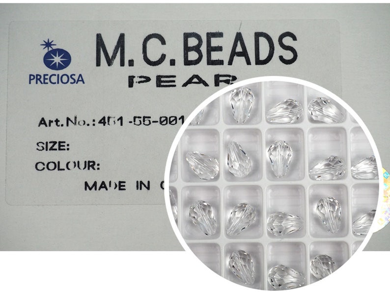 Clear Crystal Preciosa Czech Machine Cut Pear Crystal Beads Tear Drop ...