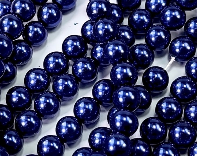 Navy Blue Pearl Czech Round Glass Imitation Pearls in 2mm 3mm ...