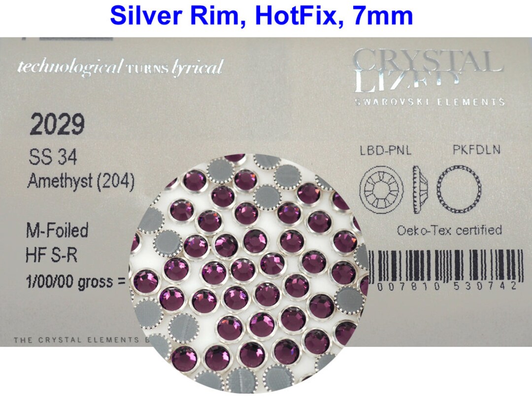 Swarovski Art 2029 HF Amethyst Silver Rimmed Hotfix Rhinestone ...