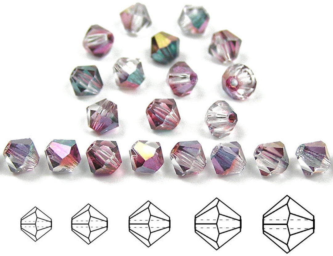 Crystal Pomegranate Luster Traditional Czech Glass MC Bicone Beads ...
