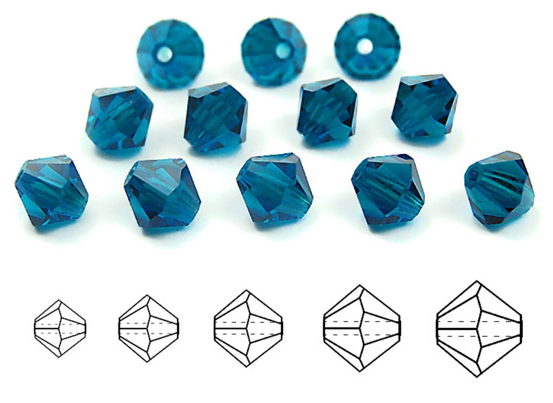 Dark Aqua Traditional Czech Glass MC Bicone Beads Rondell Diamond ...