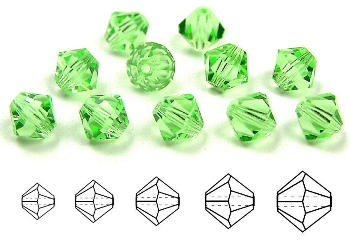 Chrysolite Traditional Czech Glass MC Bicone Beads Rondell Diamond ...
