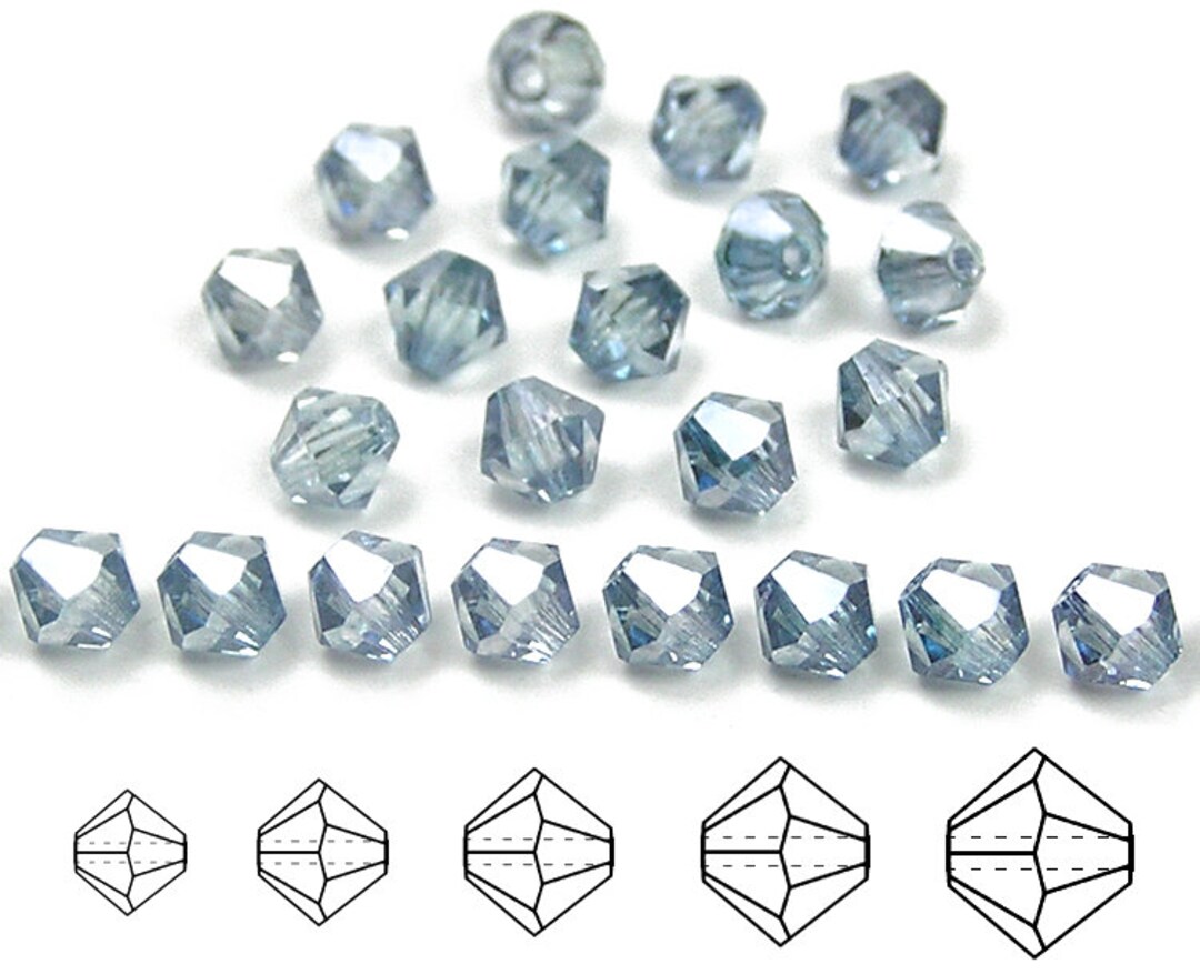 Crystal Blue Luster Coated Traditional Czech Glass MC Bicone Beads ...