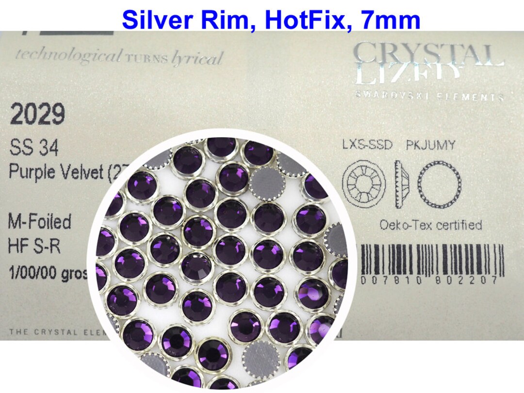 Swarovski Art 2029 HF Purple Velvet Silver Rimmed Hotfix Rhinestone ...