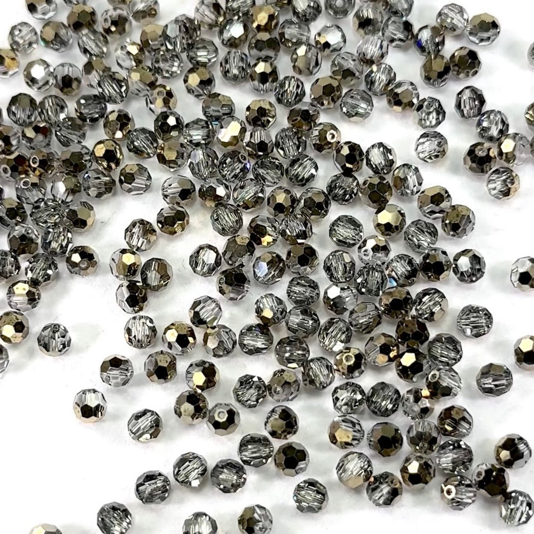 Crystal Starlight Gold Coated Czech Machine Cut Round Crystal Beads 3mm ...