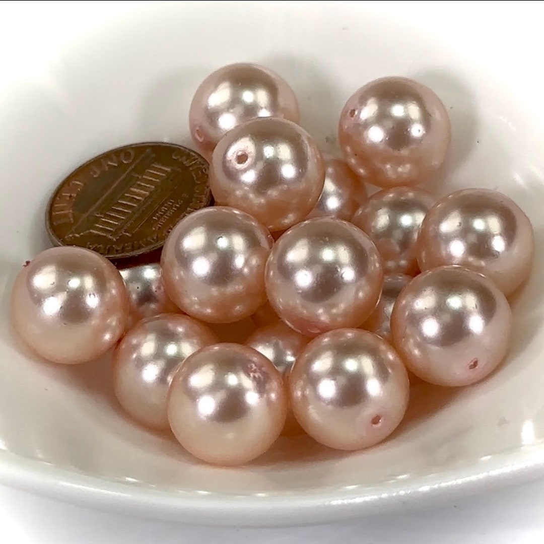 Czech Round Glass Imitation Pearls Light Pink Pearl Color 12mm 14mm - Etsy