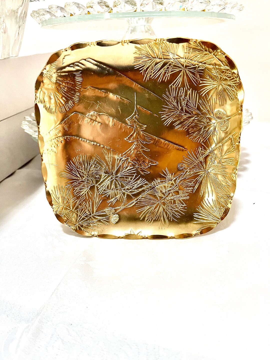 Arthur Armour MCM Hammered Aluminum Dish Holiday Balsam Pine - Etsy