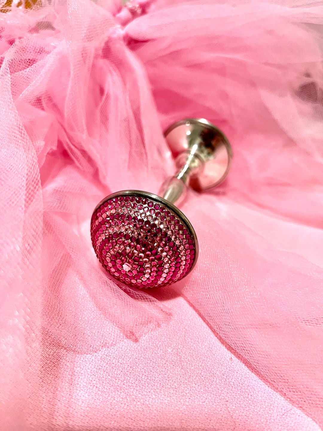 Swarovski Crystal Pink Baby Rattle/ Vintage Piece/ Display or Photo ...