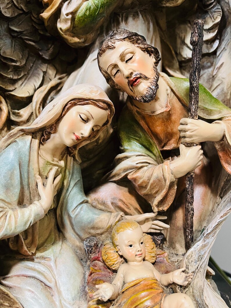 Vintage Guardian Angel Nativity Sculpture - Etsy