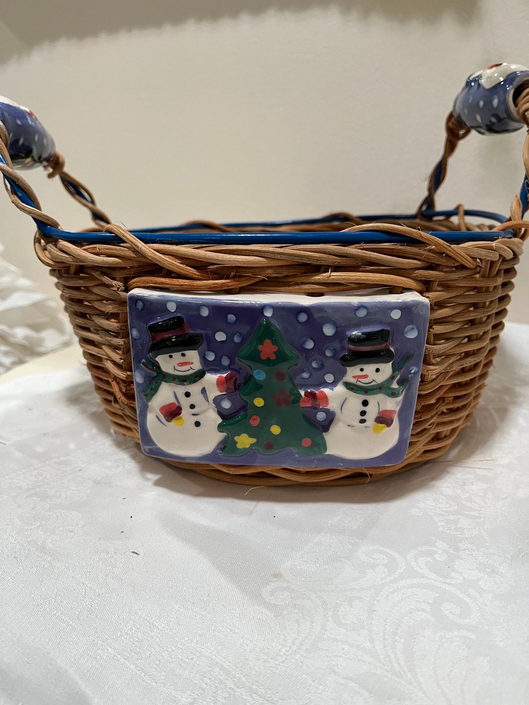 Holiday Wicker Snowman Basket - Etsy