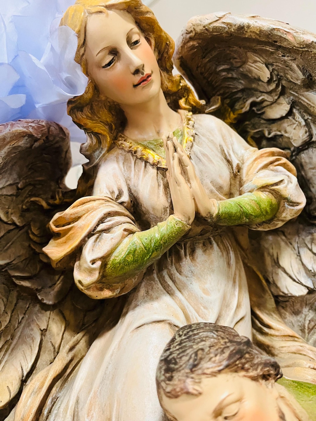 Vintage Guardian Angel Nativity Sculpture - Etsy