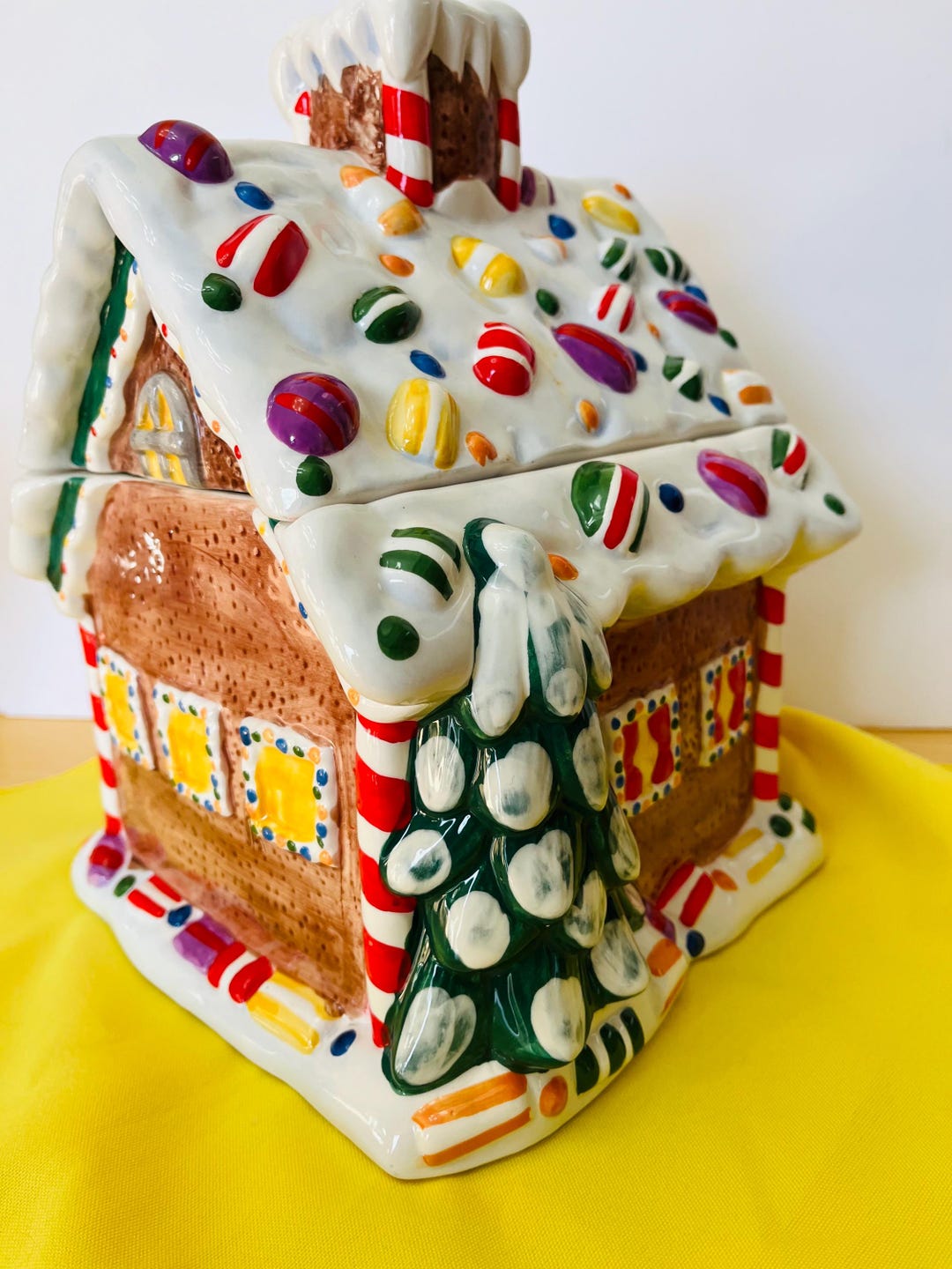 Holiday Cookie Jar Gingerbread Man House With Lid - Etsy
